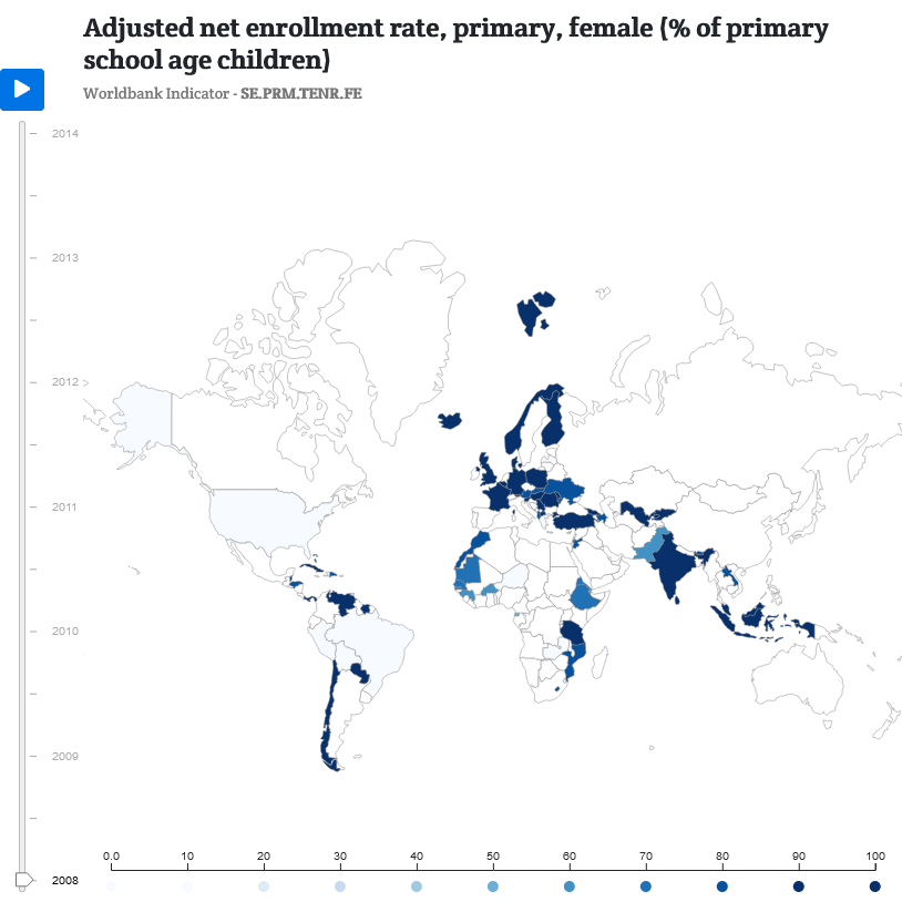 Adjusted net enrollment rate, primary, female (% of primary school age ...
