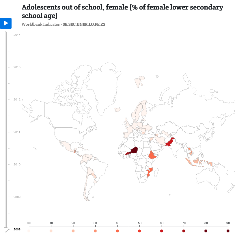 Adolescents out of school, female (% of female lower secondary school ...